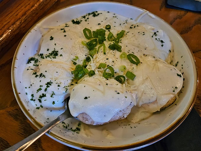 These stuffed mushrooms, blanketed in melted cheese and sprinkled with green onions, are what comfort food dreams are made of.
