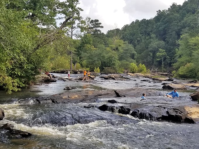 Who needs expensive water parks when Sweetwater Creek offers natural rock slides and swimming holes? Mother Nature's original splash pad.