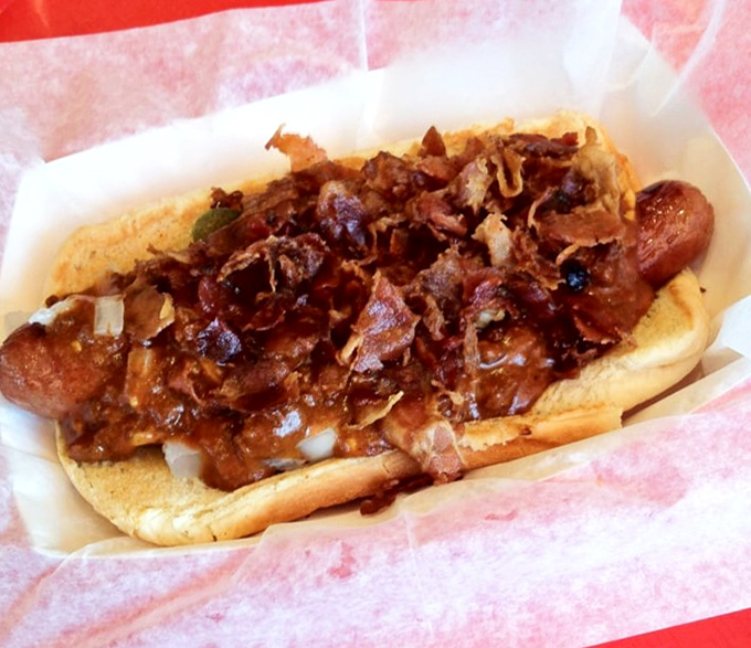 This isn't just a chili dog&mdash;it's a masterpiece of meat-on-meat architecture that demands both napkins and respect.