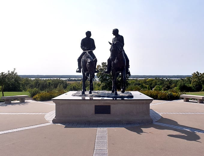These bronze riders silently overlook the Mississippi, telling stories of the past while offering one of the most spectacular views in the Midwest.