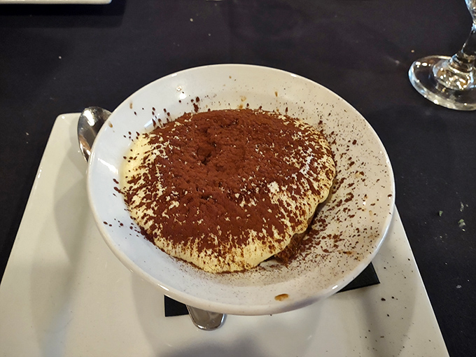 Tiramisu that makes you wonder why you ever waste stomach space on anything else. Coffee, cocoa, heaven.