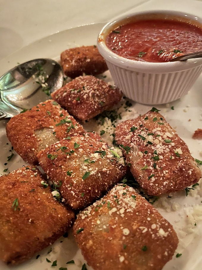 St. Louis' famous toasted ravioli &ndash; crispy pillows of joy that make you wonder why anyone serves them untoasted elsewhere.