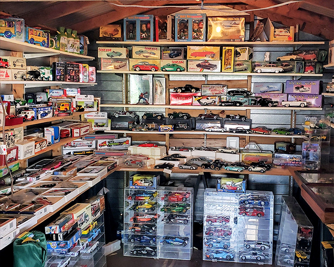 A miniature car museum that fits in a shed. Every boy's childhood dream and every collector's midlife passion project on glorious display.