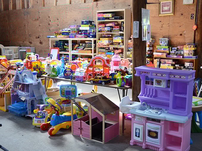 Toy story indeed! This colorful wonderland of gently-loved playthings proves that childhood joy doesn't need a big-box store price tag&mdash;just imagination and a few dollars.