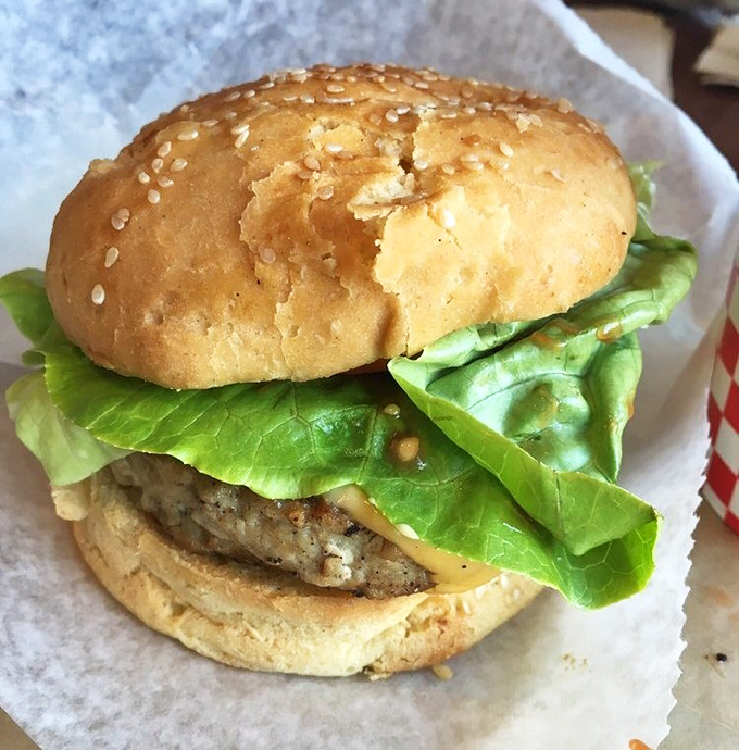 Even the turkey option stands proud in the burger lineup—proof that poultry can party with the best of them when properly dressed.