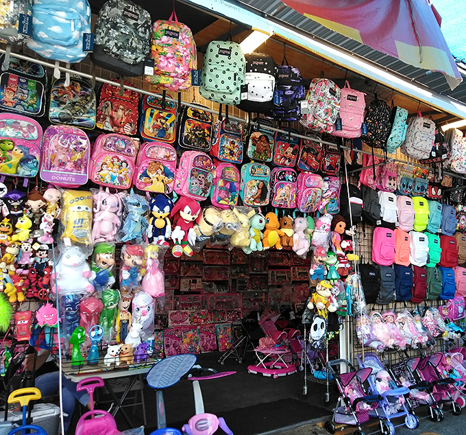 Backpack bonanza! A kaleidoscope of character-themed bags and colorful plush toys that would make any kid (or kid-at-heart) squeal with delight.