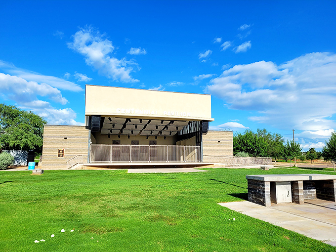 An outdoor amphitheater where the real star of the show is often the brilliant blue Arizona sky. Shakespeare would approve of this natural lighting.