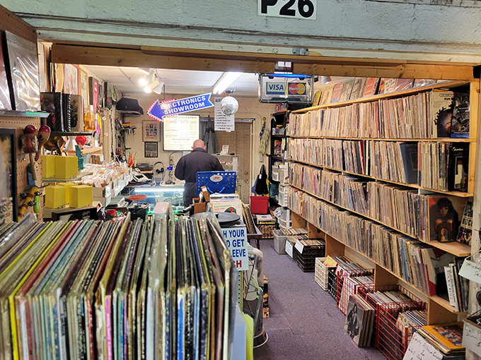 Vinyl records stacked like musical memories, waiting to soundtrack someone's perfect weekend at home.