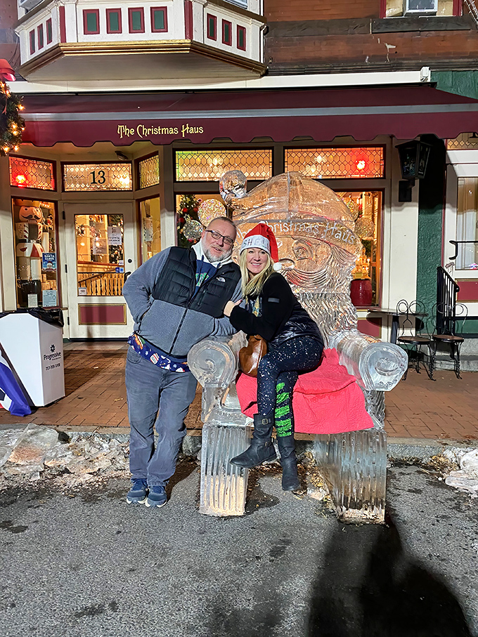Outside the shop, an ice throne worthy of Elsa herself provides the perfect photo opportunity for visitors embracing winter's magic.