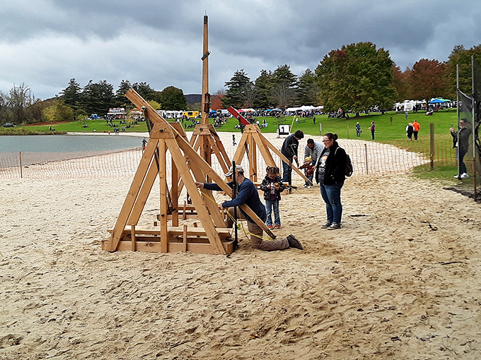 Medieval-style catapults on the beach? Pennsylvania's answer to building sandcastles &ndash; go big or go home, preferably not with a trebuchet.