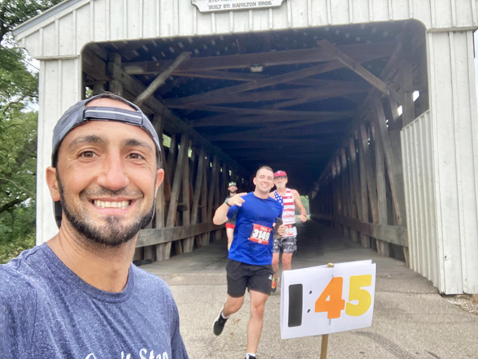 The bridge doesn't just attract history buffs&mdash;it's apparently a popular spot for runners too. Some people get their steps in with style!