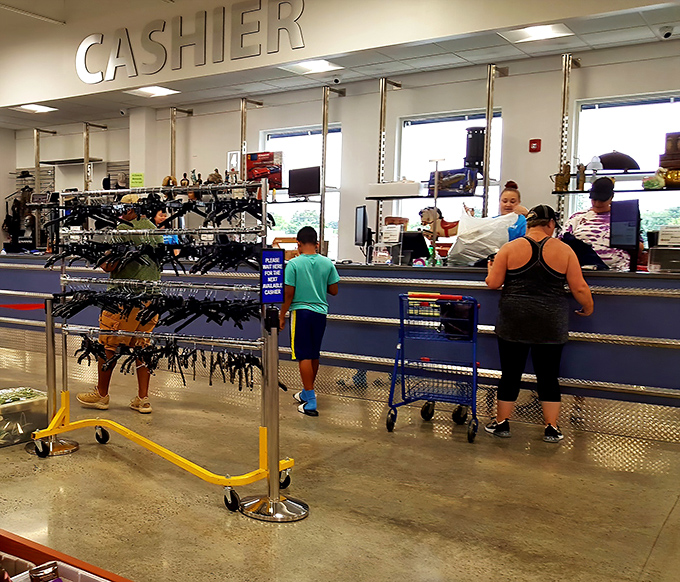 Fellow treasure hunters on the prowl, each searching for that perfect find among the racks.