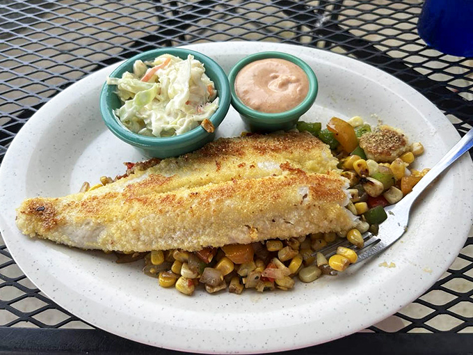 Fresh walleye paired with colorful sides proves that great diners know no geographical boundaries whatsoever.