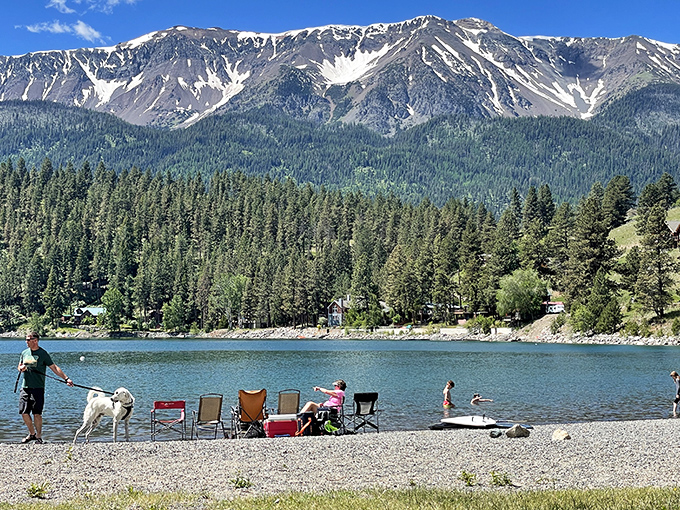 Beach day, mountain style. When your lake day comes with snow-capped peaks, you've officially upgraded your summer.