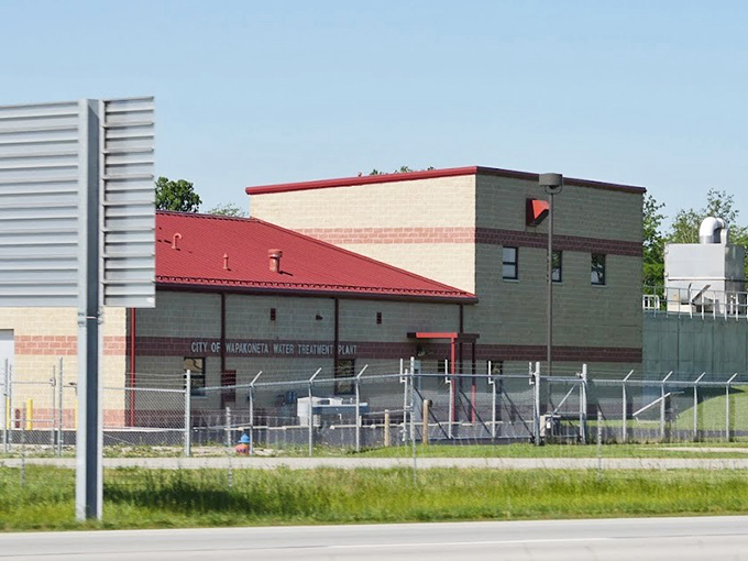 Even Wapakoneta's water treatment facility has architectural personality. Municipal infrastructure rarely looks this put-together—like the town's practical yet presentable uncle.