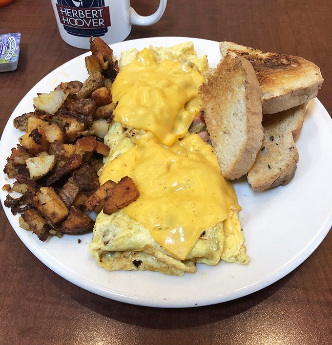Cheese should always cascade like this. The Western omelet at Grumpy's proves that sometimes the classics become classics for very good reasons.