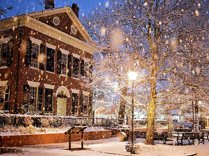 Winter transforms the courthouse into a scene so Hallmark-perfect you'll half-expect to bump into a big-city executive who's about to rediscover the meaning of Christmas.