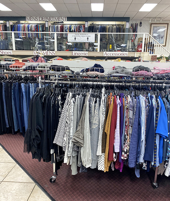 The women's clothing section is meticulously organized&mdash;a rarity in thrift world&mdash;making it possible to actually find that perfect blouse without developing "rack rage."