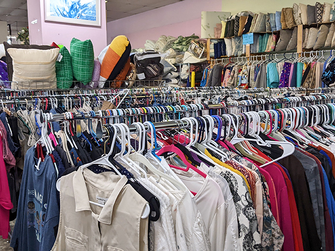 Fashion finds hang like colorful promises that your wardrobe dreams can actually come true affordably.