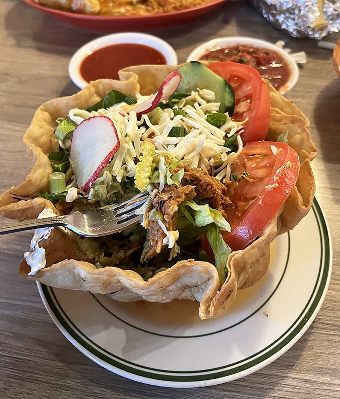 This beef taco salad could feed a small army or one very happy person with excellent priorities.