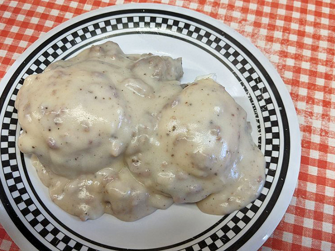 Biscuits and gravy so rich, they could solve most of life's problems with one bite.