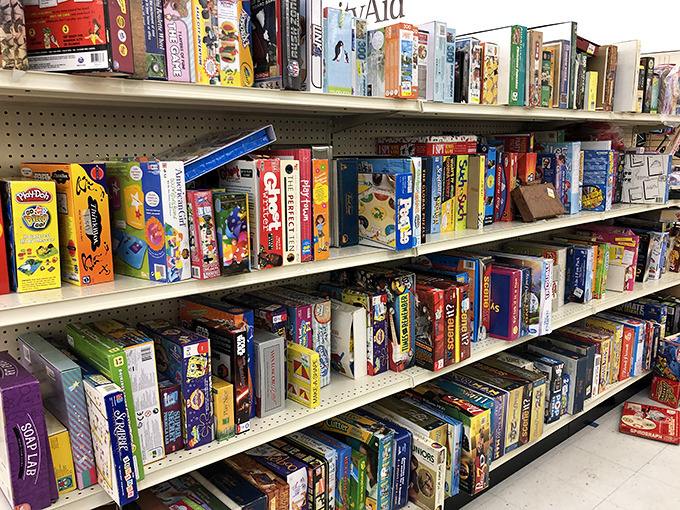 Board game heaven awaits! Every box holds the promise of family game nights without the "I just paid $50 for Monopoly" regret.
