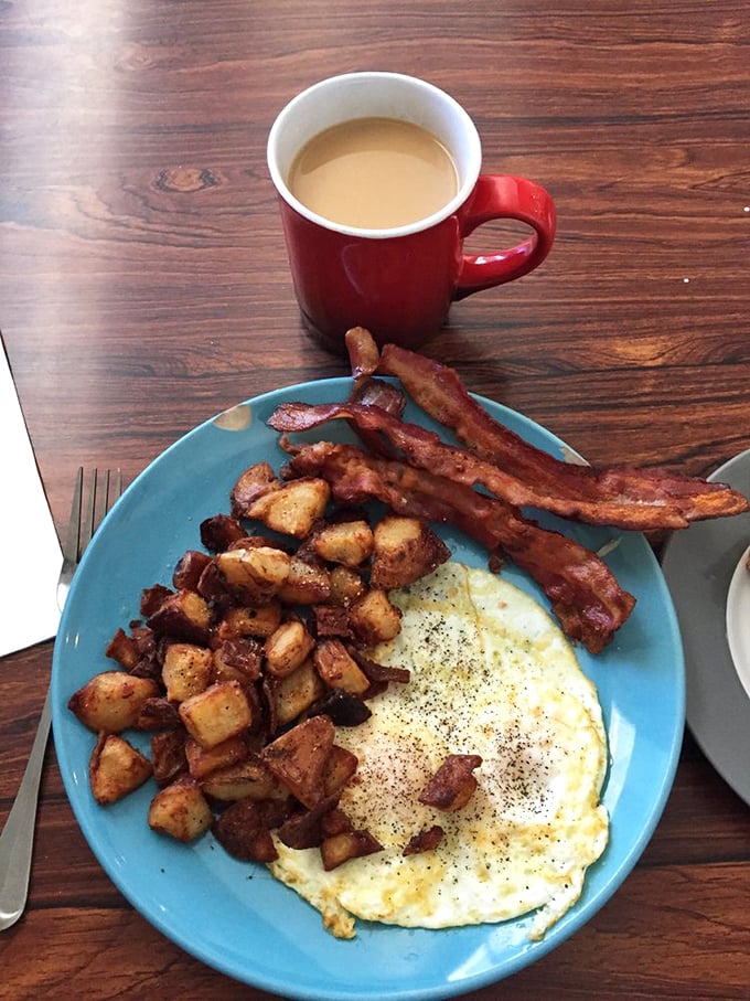 When your breakfast plate arrives looking like a delicious challenge to everything you thought you knew about portions.