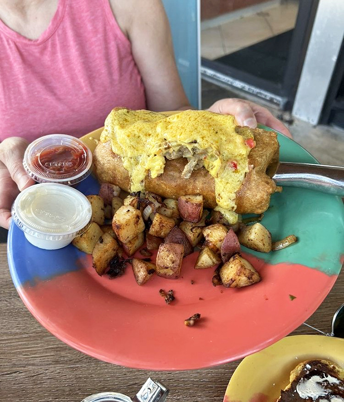 The breakfast chimichanga: proof that sometimes the best ideas come from asking "what if we took this perfect food and fried it?"