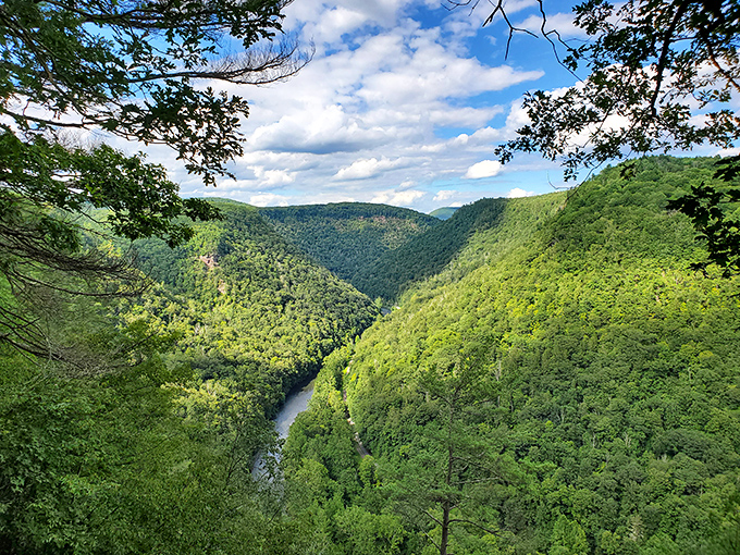 Fifty shades of green that actually deliver on their promise. The gorge plunges nearly 1,000 feet, making your problems seem equally diminished.