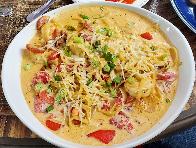 This Cajun Carbonara brings New Orleans to Missouri in the most delicious diplomatic mission imaginable. Those colors alone could make a food photographer weep.