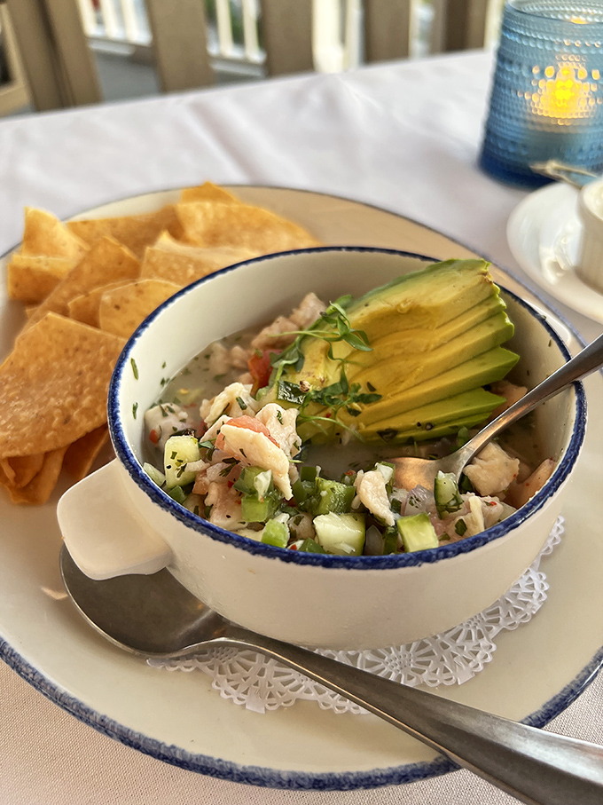 This ceviche isn't just fresh&mdash;it's practically still introducing itself to the avocado while the tortilla chips stand by as eager chaperones.