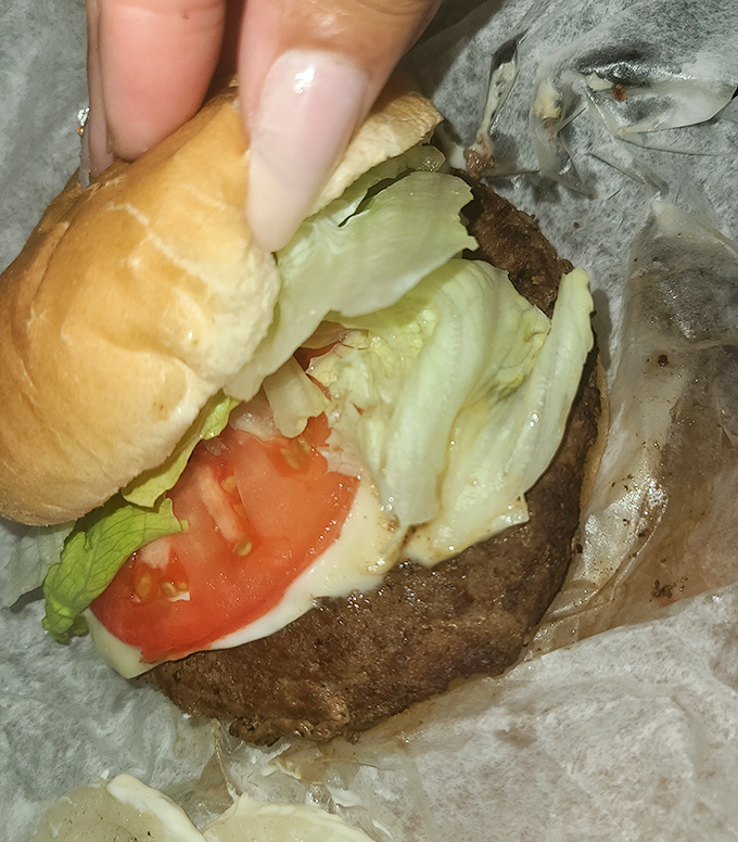 The California burger comes dressed for success with fresh lettuce and tomato. Like a steak sandwich that went to college and came back with new ideas.