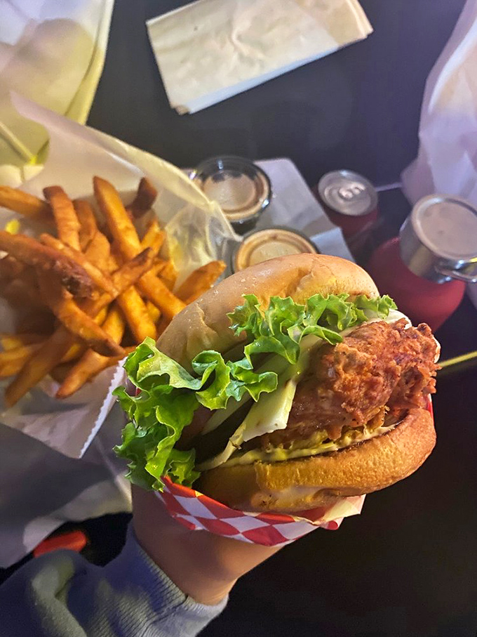 Crispy, juicy, and unapologetically satisfying. This chicken sandwich with its garden-fresh toppings proves Hole in the Wall isn't just a one-trick pony.