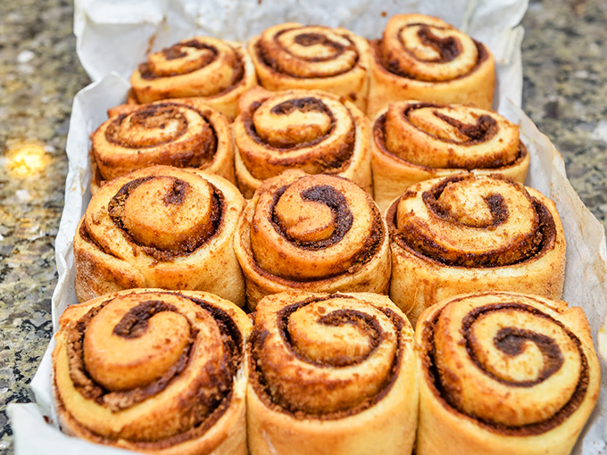 Fresh cinnamon rolls lined up like soldiers ready for battle &ndash; the battle against boring breakfasts everywhere. Victory never tasted so sweet.