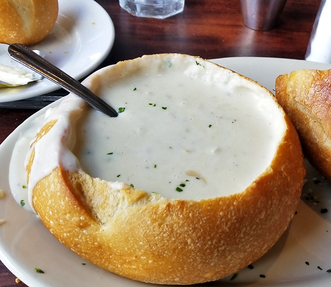 This isn't just soup; it's a bread bowl of oceanic comfort. Clam chowder so creamy it should come with a cardiologist's business card.