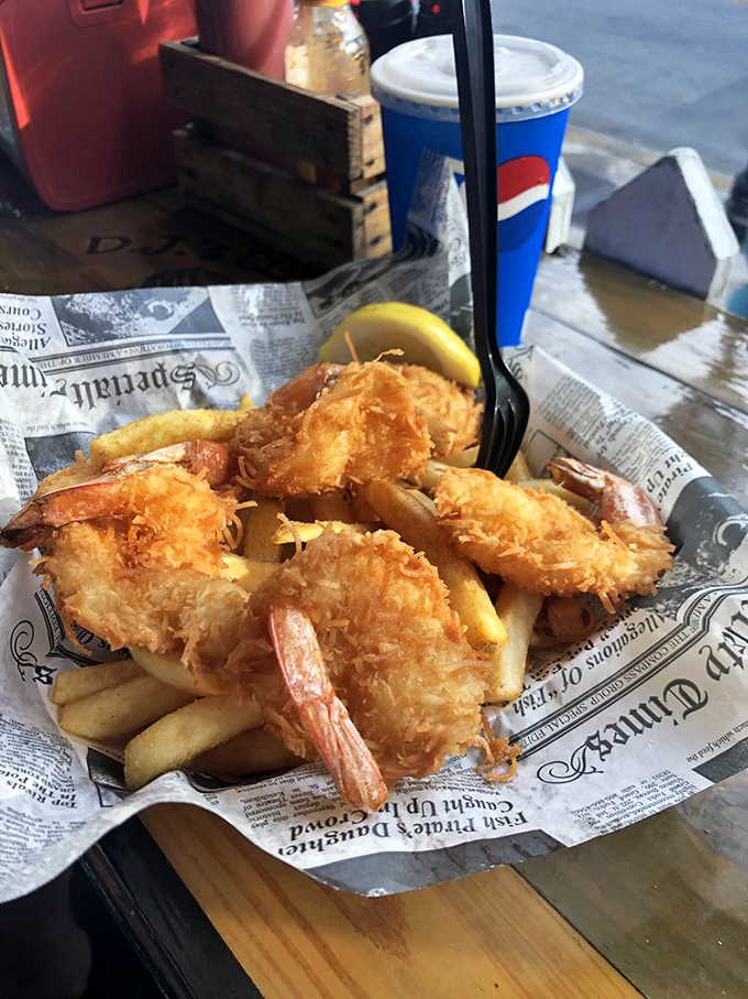 Golden coconut-crusted perfection that'll have you humming "Escape" by Rupert Holmes after the first bite.