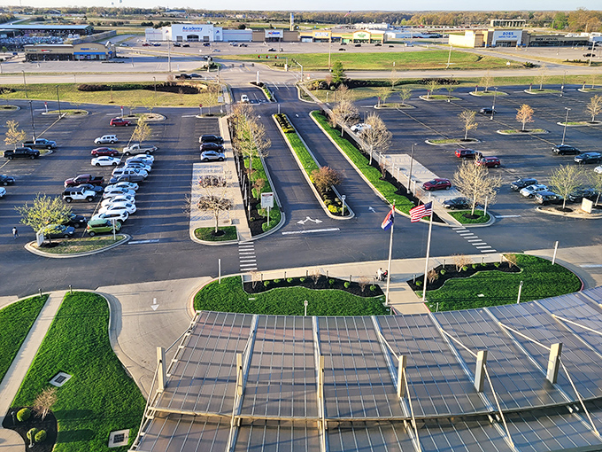 Well-maintained commercial areas offer all the shopping necessities without big-city traffic headaches &ndash; notice those gloriously empty parking spaces!