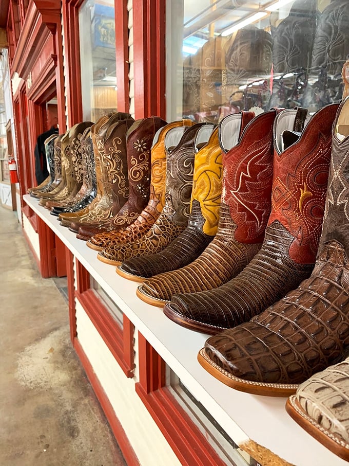 These aren't just boots—they're Texas credentials. Each pair tells a story of craftsmanship that mass-produced footwear can only dream about.