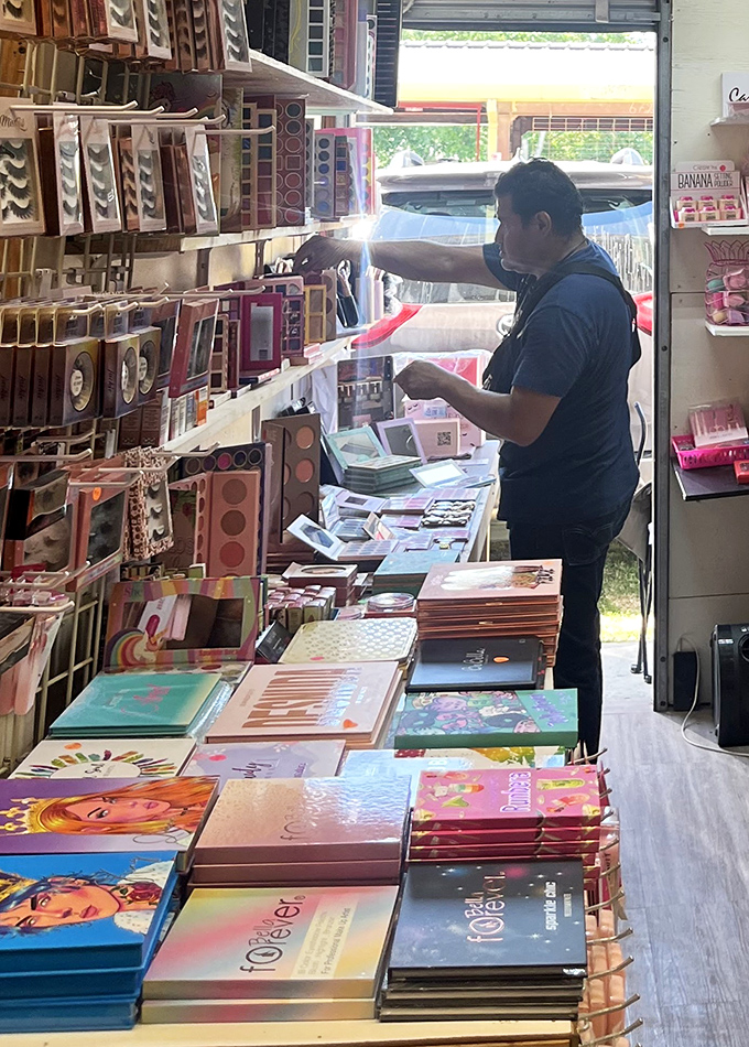 Toy heaven for kids and collectors alike! From tricycles to action figures, this technicolor stall is where childhood dreams and parental budgets collide.