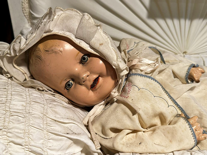 This vintage doll doesn't just look like it's plotting your demise&mdash;it's practically writing the screenplay for your nightmares.