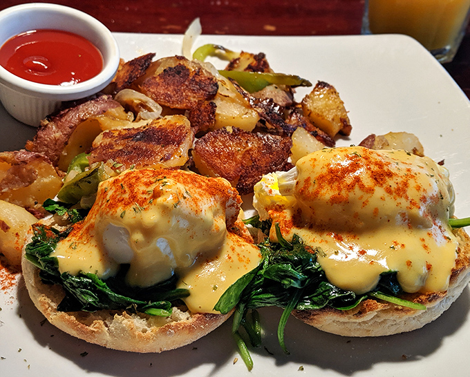 Eggs Benedict that would make the Pope jealous. Those perfectly poached eggs wearing hollandaise like a couture gown deserve their own parade.