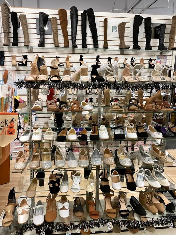 Cinderella had one fairy godmother; you've got an entire wall of footwear possibilities without the midnight return policy.
