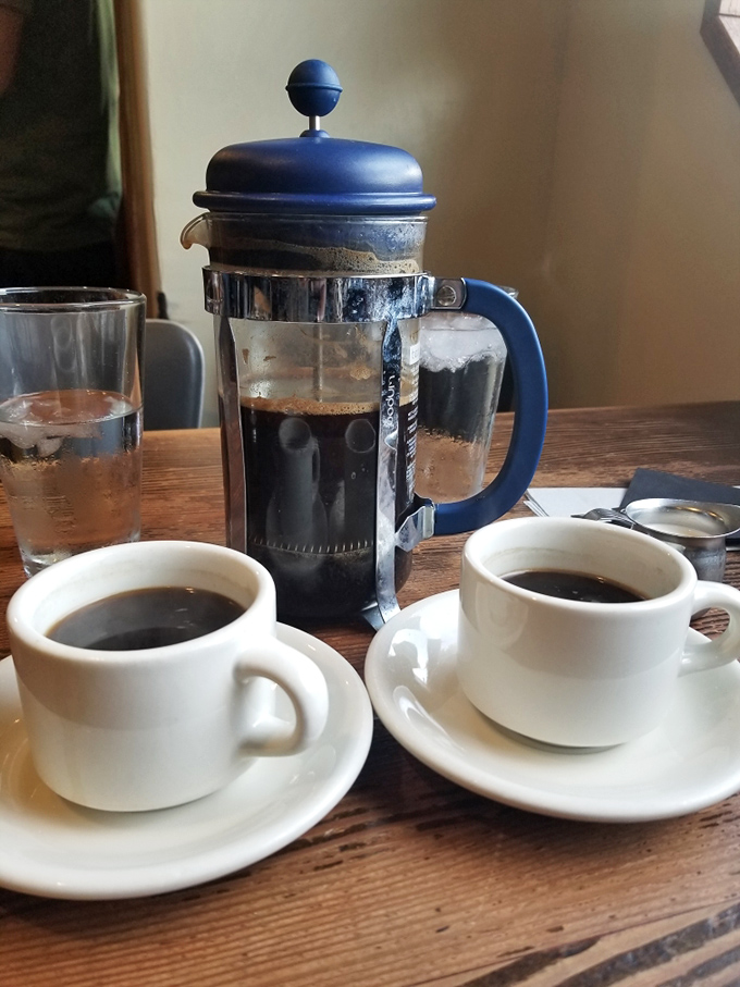 The French press coffee service at The Griddle Cafe proves that sometimes the simplest pleasures are worth the extra few minutes of anticipation.