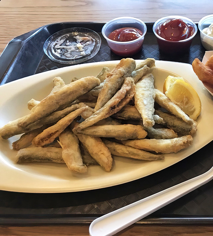 These crispy smelt are like the potato chips of the sea world—impossibly addictive and served with an array of dipping sauces.