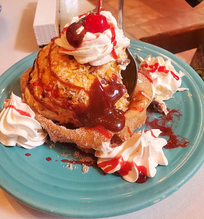 Fried ice cream that defies physics—hot, cold, crunchy, and creamy all at once, like a dessert that went to circus school.