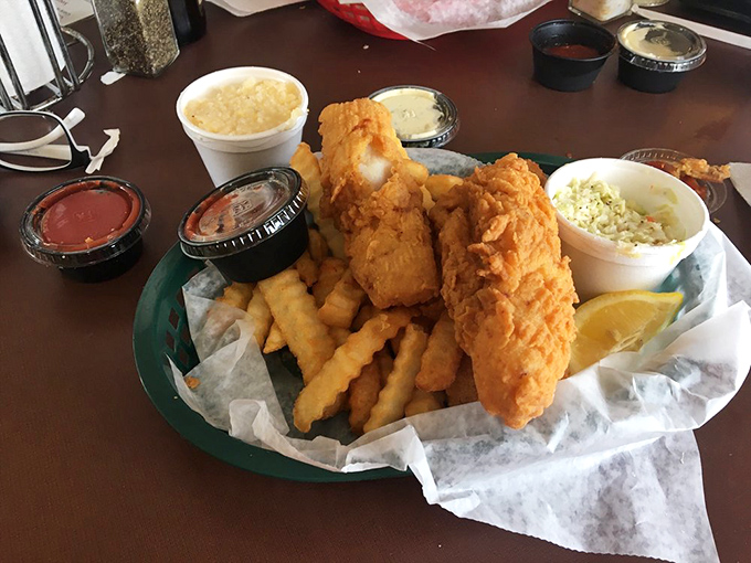 This isn't just fried fish &ndash; it's a masterclass in seafood perfection: golden-battered grouper, crispy fries, and all the fixings a seafood lover could desire.
