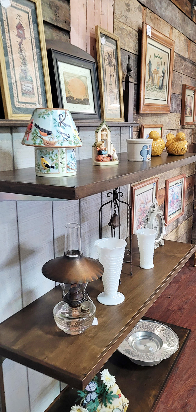 Vintage treasures and quirky collectibles line these shelves &ndash; one person's "what was I thinking" becomes another's perfect conversation piece.