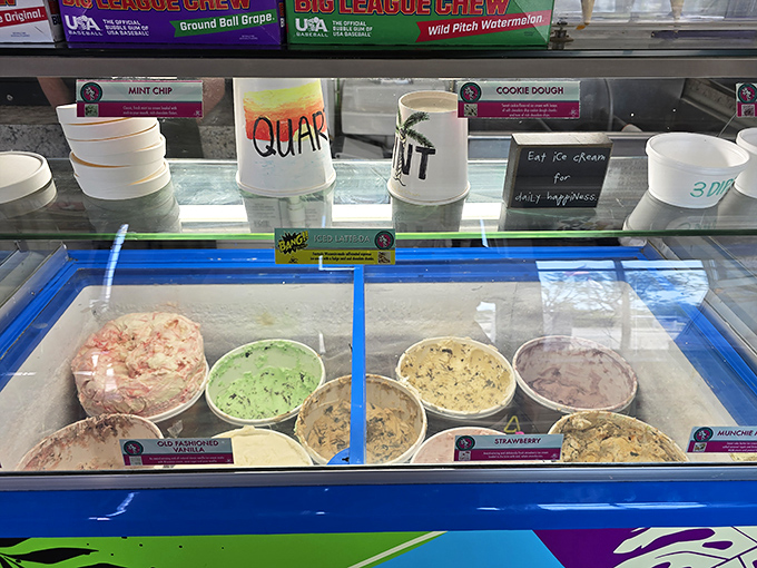 Because sometimes your perfect beach day needs a frozen finale, and this ice cream counter delivers the goods.