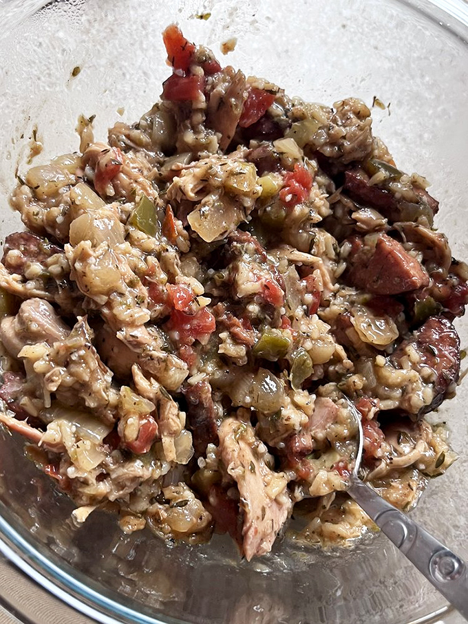 This jambalaya doesn't just speak&mdash;it sings with chunks of seafood, sausage, and vegetables dancing in perfect Cajun harmony.