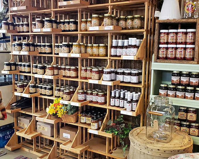 A culinary time capsule! These neatly arranged preserves and jams tell stories of harvests past and breakfasts to come.
